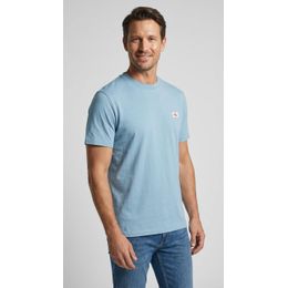 T-Shirt Calvin Klein Jeans "SS BADGE 30S JERSEY CLASSIC TEE", Herren, Gr. XL, blau (smoke blau), Single Jersey, Obermaterial: 100% Baumwolle, regular fit normal, Rundhals, eingesetzt abgesteppte Kante, Shirts T-Shirt, Mit Rundhalsausschnitt