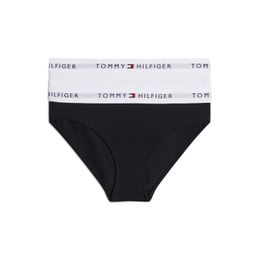 Bikinislip "2 PK BIKINI mit elastischem Bund im 2er-Pack", M&auml;dchen, Gr. 152/158, 2 Stk., schwarz-wei&szlig; (wei&szlig;, schwarz), Jersey, Obermaterial: 95% Baumwolle, 5% Elasthan, Tommy Hilfiger Underwear, k&ouml;rpernah, Unterhosen, unifarben, casual, k&ouml;rpernah, Baumwollmix