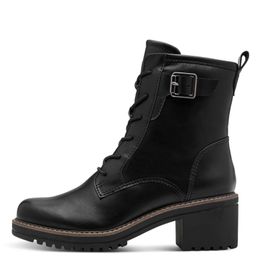 Winterboots Marco Tozzi, Damen, Gr. 40, schwarz, Lederimitat, unifarben, Schuhe Winterboots, Blockabsatz, Schn&uuml;rboots, Stiefelette mit Kontrast-Rahmennaht