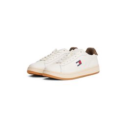 Plateausneaker Tommy Jeans "ARCHIVE' 98", Damen, Gr. 40, braun (ivory, braun), Nappaleder, Textil, unifarben mit Farbeins&auml;tzen, Basic, Schuhe Plateausneaker, Freizeitschuh, Halbschuh, Schn&uuml;rer mit Kontrastbesatz an der Ferse