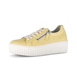 Sneaker Gabor "Sneaker low Glattleder", Damen, Gr. 35, gelb, Schuhe Sneaker