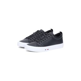 Sneaker Tommy Hilfiger "HARLEM STREET LTH", Herren, Gr. 40, schwarz, Leder, Lederimitat, Schuhe Sneaker, Freizeitschuh, Halbschuh, Schn&uuml;rschuh mit TH-Logo -klein ausfallend