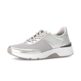 Sneaker Gabor "Sneaker low Materialmix Leder/Lederimitat", Damen, Gr. 37,5, silber, Schuhe Sneaker