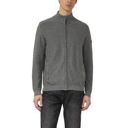 Strickjacke s.Oliver, Herren, Gr. L, grau, Strick, Obermaterial: 100% Baumwolle, unifarben, regular fit normal, hoch geschlossener Ausschnitt, Rippb&uuml;ndchen, Strickjacken Strickjacke, mit Stehkragen, Regular Fit