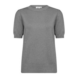 Kurzarmpullover Saint Tropez "MilaSZ SS", Damen, Gr. L, grau (mist grau melange), Strick, Obermaterial: 80% Viskose, 20% Polyacryl, meliert, normal normal, Rundhals, Pullover, Viskosemischung, Classic fit