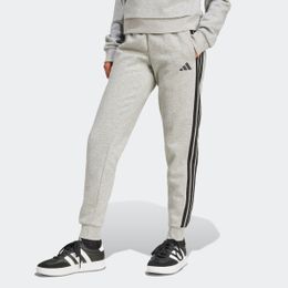 Sporthose adidas Sportswear "W 3S FL SL PT", Damen, Gr. M, N-Gr, medium grau heather, schwarz, Obermaterial: 55% Baumwolle, 36% Polyester, 9% Viskose, Hosen Sporthose, schmal geschnitten, f&uuml;r vielseitige Aktivit&auml;ten, aus Baumwollmix