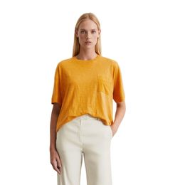 Marc O'Polo T-Shirt MARC O'POLO "mit gewebter Brusttasche", Damen, Gr. XL, gelb (m234), Obermaterial: 100% Baumwolle, unifarben, Basic, loose fit, Rundhals, Shirts T-Shirt