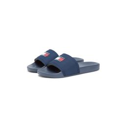 Pantolette Tommy Jeans "TJM POOL SLIDE", Herren, Gr. 42, dunkelblau, Textil, Schuhe Pantolette, Sommerschuh, Badeschuh, Hausschuh mit Logoschriftzug