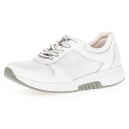 Keilsneaker Gabor Rollingsoft, Damen, Gr. 38, wei&szlig;, Kalbsleder, Textil, unifarben, Schuhe Sneaker, mit Label an der Ferse, Freizeitschuh, Halbschuh, Schn&uuml;rschuh