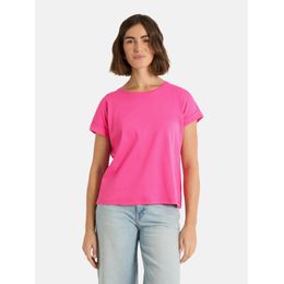 LIEBLINGSST&Uuml;CK T-Shirt LIEBLINGSST&Uuml;CK "CamilaEP", Damen, Gr. M, lovely pink, Single Jersey, Obermaterial: 100% Baumwolle, clean, unifarben, h&uuml;ftlang, Rundhals, mit Umschlag, Shirts T-Shirt, &Auml;rmel mit Umschlag, Rundhals