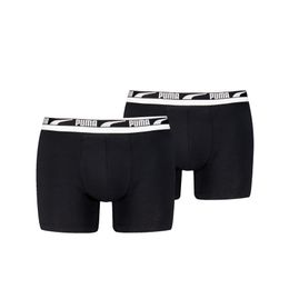 Boxershorts Puma "Puma MEN EVERYDAY MULTI LOGO BOXERS 2P", Herren, Gr. L, schwarz, Single Jersey, Obermaterial: 95% Baumwolle, 5% Elasthan, k&ouml;rpernah, Unterhosen, Komfortabler Logobund