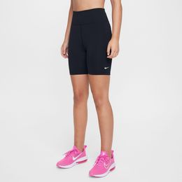 Shorts Nike "Nike One Big Kids' (Girls') Dri-FIT 5" Biker Shorts", Jungen, Gr. S (128/134), N-Gr, schwarz, wei&szlig;, Obermaterial: 80% Polyester, 20% Elasthan, Hosen Shorts