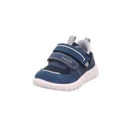 Sneaker Superfit "SPORT7 MINI WMS: mittel", Damen, Gr. 24, dunkelblau, hellblau, Lederimitat, Textil, Veloursleder, unifarben mit Farbeinsatz, Schuhe Sneaker, Klettschuh, in WMS: Weite mittel, Gr&ouml;&szlig;enschablone zum Download