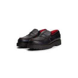 Loafer Tommy Jeans "ARCHIVE '01 LOAFER", Herren, Gr. 44, schwarz, Glattleder, Schuhe Loafer, Blockabsatz, Businessschuh, Slipper in schmaler Form
