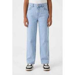 Straight-Jeans name it "NKFROSE HW STRAIGHT JEANS 9222-RM NOOS", M&auml;dchen, Gr. 128, N-Gr, light blau denim, Denim/Jeans, Obermaterial: 100% Baumwolle, unifarben, straight fit lang, Jeans Straight-Jeans