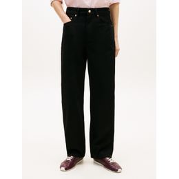 5-Pocket-Jeans Tommy Hilfiger "DNM BARREL RW", Damen, Gr. 30, L&auml;nge 32, schwarz, Denim/Jeans, Obermaterial: 100% Baumwolle, Abriebeffekte, bequem kn&ouml;chellang, Jeans 5-Pocket-Jeans