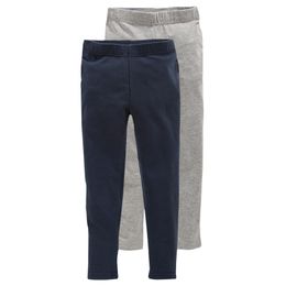 Leggings Kidsworld "2er Pack Leggings", M&auml;dchen, Gr. 104/110, N-Gr, blau (marine, graumeliert), Single Jersey, Obermaterial: 95% Baumwolle, 5% Elasthan. Obermaterial Melange: 90% Baumwolle, 10% sonstige Fasern, unifarben, eng lang, Hosen Leggings, f&uuml;r kleine M&auml;dchen