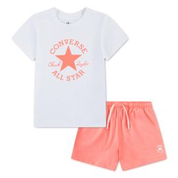Top & Shorts Converse "DCTP CLASSIC TEE & SHORT SET", Kinder, Gr. 110 (5), all heat, Obermaterial: 60% Baumwolle, 40% Polyester, KOB Set-Artikel, f&uuml;r Kinder, 2-teiliges Set, f&uuml;r sportliche Aktivit&auml;ten