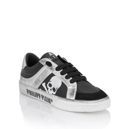 Sneaker Philipp Plein "Retrokickz", Damen, Gr. 39, Normalschaft, 0270, schwarz, silber, Schuhe Sneaker