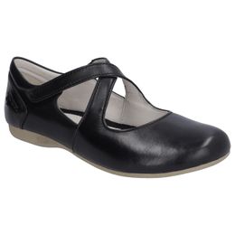 Riemchenballerina Josef Seibel "Fiona 72", Damen, Gr. 37, schwarz, Leder, Schuhe Riemchenballerina, Spangenschuh, Halbschuh, Festtagsschuh mit Klettverschluss