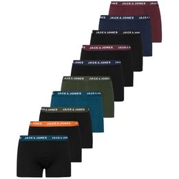 Jack & Jones Trunk JACK & JONES "JACSOLID MIX TRUNKS 10 PACK", Herren, Gr. L, 10 Stk., navy blazer pack:vineyard wine, kombu gr&uuml;n, legion blau, schwarz, schwarz, schwarz, schwarz, schwarz, Jersey, Obermaterial: 95% Baumwolle, 5% Elasthan, unifarben mit Farbeinsatz, Unterhosen