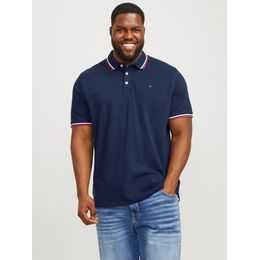 Jack & Jones PlusSize Poloshirt "Paulus Polo", Herren, Gr. 3XL, blau (navy), Piqu&eacute;, Obermaterial: 100% Baumwolle, JACK & JONES PLUSSIZE, unifarben, normal normal, gerader Abschluss kontrastfarben, Shirts, bis Gr&ouml;&szlig;e 6XL
