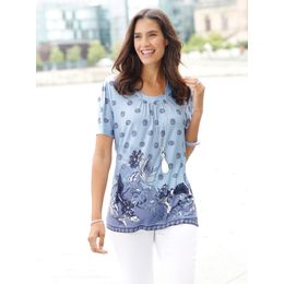 Tunikashirt Inspirationen "Shirt", Damen, Gr. 36, blau (hellblau, bedruckt), 95% Viskose, 5% Elasthan, bedruckt, gebl&uuml;mt, gemustert, mehrfarbig, Rundhals, Shirts