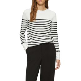 Rundhalspullover s.Oliver, Damen, Gr. 40, wei&szlig; stripe schwarz, Obermaterial: 72% Viskose, 28% Polyester, gestreift, regular fit taillenbedeckt, Rundhals, Rippb&uuml;ndchen, Pullover Rundhalspullover, mit Streifenmuster