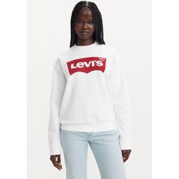 Levi's Sweatshirt LEVI'S, Damen, Gr. L (40), wei&szlig; (everyday crew core b), Sweatware, Obermaterial: 58% Baumwolle, 42% Polyester, bedruckt, regular fit taillenbedeckt, Rundhals, B&uuml;ndchen, Sweatshirts Sweatshirt, mit Logo Print