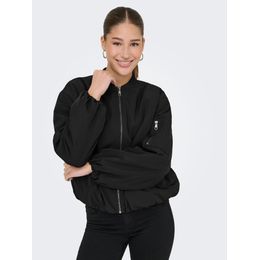 Bomberjacke Only "ONLADEL LIFE OVERSIZED BOMBER CC OTW", Damen, Gr. L, schwarz, Web, Obermaterial: 100% Polyester, unifarben, regular fit, hoch geschlossener Ausschnitt, Jacken Bomberjacke