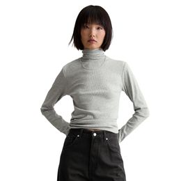 Marc O'Polo Rollkragenshirt MARC O'POLO DENIM "slim fit aus Rippjersey", Damen, Gr. XL, stone melange, Rippware, Obermaterial: 96% Baumwolle, 4% Elasthan, slim fit, Rundhals, Shirts
