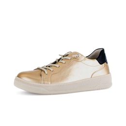 Sneaker Gabor "Sneaker low Materialmix Leder", Damen, Gr. 36, gold, Schuhe Sneaker
