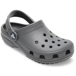 Clog Crocs "Classic Clog K", Jungen, Gr. 24, grau, Croslite&trade;, unifarben, Schuhe Clog, Hausschuh, Schlappen, Strandschuh, Sandale mit Fersenriemen
