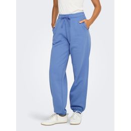 Sweathose Only "ONLBEST CUFF PANT SWT NOOS", Damen, Gr. S (36), N-Gr, blau (ultramarine), Sweatware, Obermaterial: 65% Polyester, 35% Baumwolle, unifarben, relaxed fit kn&ouml;chellang, Hosen Sweathose