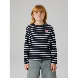 Langarmshirt name it "NKFTENISA LS NREG TOP BOX PB", Jungen, Gr. 134/140, salute, Jersey, Obermaterial: 100% Baumwolle, geringelt, gestreift, figurbetont normal, Rundhals, Shirts Langarmshirt
