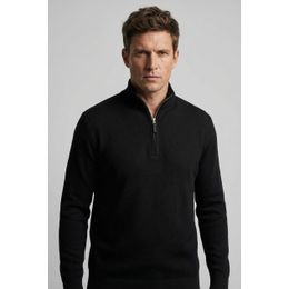 Troyer OLYMP, Herren, Gr. L, schwarz, Strick, Obermaterial: 100% Schurwolle, regular fit normal, Rippb&uuml;ndchen, Pullover Troyer, mit Stehkragen, regular fit