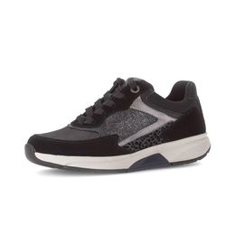 Sneaker Gabor "Sneaker low Effektleder", Damen, Gr. 35,5, schwarz, Schuhe Sneaker