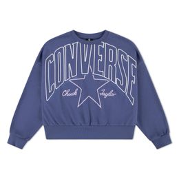 Sweatshirt Converse "CNVG RELAXED BOXY GRAPHIC CREW", M&auml;dchen, Gr. 140/146 (L), indigo storm, Obermaterial: 60% Baumwolle, 40% Polyester, Sweatshirts Sweatshirt, sportliches Design, f&uuml;r Children und Teens