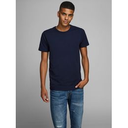 Jack & Jones T-Shirt JACK & JONES "JJEBASIC mit schmaler Passform f&uuml;r jeden Tag", Herren, Gr. XXL, blau (navy blau), Jersey, Obermaterial: 92% Baumwolle, 8% Elasthan, unifarben, schmal h&uuml;ftlang, Rundhals, gerader Abschluss, Shirts T-Shirt, unifarben, modisch, schmal, Baumwollmischung, Rundhals