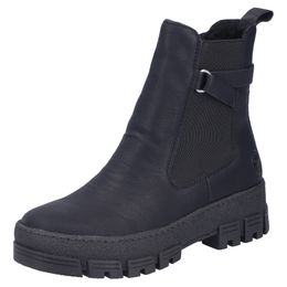Winterstiefelette Rieker, Damen, Gr. 41, schwarz, Elastischer Einsatz, Lederimitat, unifarben, Schuhe Winterstiefelette, Chelseaboots, Plateauboots, Klassik-Stiefelette mit Warmfutter, Topseller