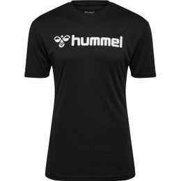 Trainingsshirt Hummel "HMLLOGO JERSEY S/S", Herren, Gr. XXXL (58), schwarz, Obermaterial: 100% Polyester, normal normal, Rundhals, Shirts, normale Passform, kurze &Auml;rmel, atmungsaktives Material