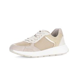 Sneaker Gabor "Sneaker low Materialmix Leder/Lederimitat", Damen, Gr. 35,5, beige, Schuhe Sneaker