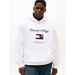 Tommy Hilfiger Big & Tall Hoodie "BT-TOMMY EMBRO FLAG", Herren, Gr. 4XL, wei&szlig;, Sweatware, Obermaterial: 64% Baumwolle, 36% Polyester, TOMMY HILFIGER BIG & TALL, regular fit normal, Rippb&uuml;ndchen, Sweatshirts Hoodie, Gro&szlig;e Gr&ouml;&szlig;en