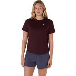 Laufshirt asics "asics CORE TOP", Damen, Gr. M, schwarz currant, Obermaterial: 100% Polyester, Shirts Laufshirt, f&uuml;r Sportmode, Fr&uuml;hlings- und Herbstmode, mit reflektierenden Details
