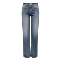 Straight-Jeans Only "ONLBLUSH MID STRAIGHT DNM REA558 NOOS", Damen, Gr. S (36), L&auml;nge 32, blau (special blau grau denim), Denim/Jeans, Obermaterial: 92% Baumwolle, 6% Elastomultiester, 2% Elasthan, unifarben, regular fit kn&ouml;chellang, Jeans Straight-Jeans