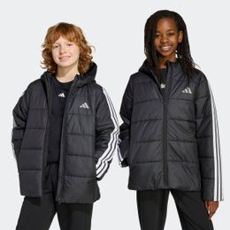 Winterjacke adidas Sportswear "J ESS 3S JKT", Jungen, Gr. 164, schwarz, wei&szlig;, Obermaterial: 100% Polyester, normal, Jacken Winterjacke