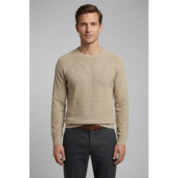 Rundhalspullover OLYMP "Waffle Structure", Damen, Gr. M, hellbeige, Strick, Obermaterial: 89% Baumwolle, 11% Polyamid, regular fit, Rundhals, Rippb&uuml;ndchen, Pullover Rundhalspullover, Rundhals, casual, unifarben, regular fit