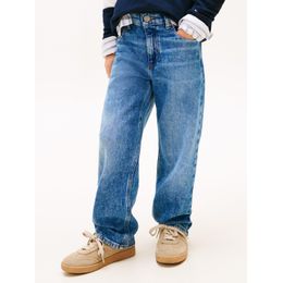 Gerade Jeans Tommy Hilfiger "HERITAGE FLAG BAGGY WORKER JEANS", Jungen, Gr. 7 (122), N-Gr, denim medium vintage, Denim/Jeans, Obermaterial: 99% Baumwolle, 1% Elasthan, unifarben, regular fit lang, Jeans, Regular fit, f&uuml;r Kinder bis 16 Jahre