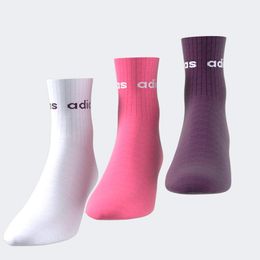 Funktionssocken adidas Performance "LIN KIDS CRW 3P", M&auml;dchen, Gr. 31-33, wei&szlig; (wei&szlig;, pnkfus, aurplu), Obermaterial: 65% Baumwolle, 31% Polyester, 4% Elasthan, Socken