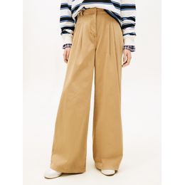 Chinohose Tommy Jeans "TJW OVS WIDE LEG CHINO", Damen, Gr. 30, L&auml;nge 32, timeless camel, Web, Obermaterial: 100% Baumwolle, unifarben, l&auml;ssig geschnitten bodenlang, Hosen Chinohose